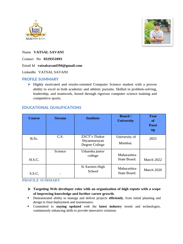 Resume Format | PDF