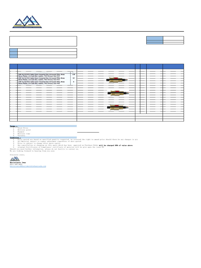 QTN 1288 - PT - Aztech Pandu Persada - Cable Gland A2 | PDF