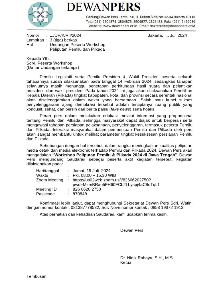 1 Undangan Peserta Workshop Online 1 | PDF