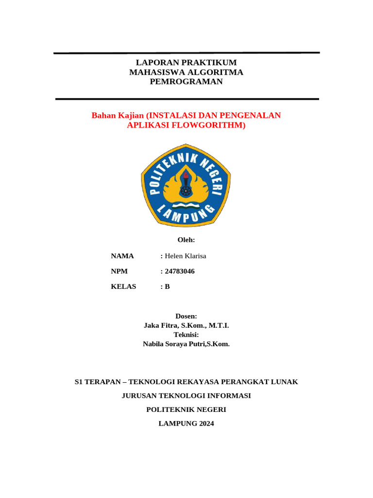 Laporan - Praktikum - Mahasiswa - Alprog - Flowgorithm - Helen Klarisa ...