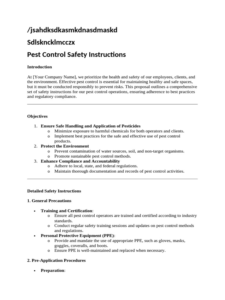 Pest Control Safety Instructions | PDF