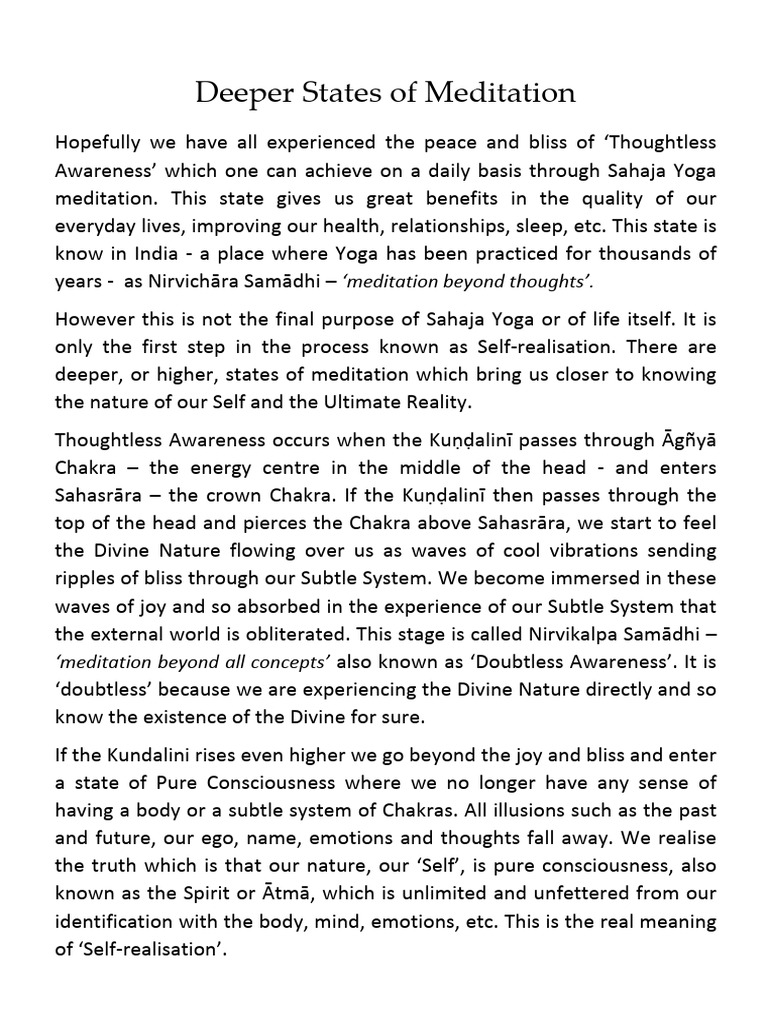Deeper States of Meditation | PDF