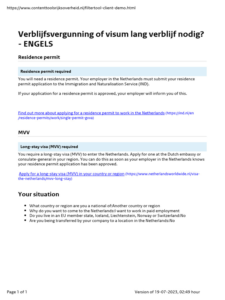 Verblijfsvergunning of Visum Lang Verblijf Nodig Engels | PDF