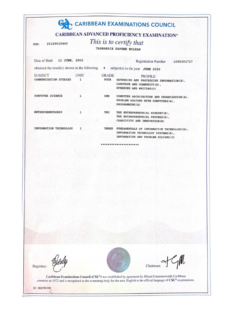 Caribbean Advanced Proficiency Examination® | PDF