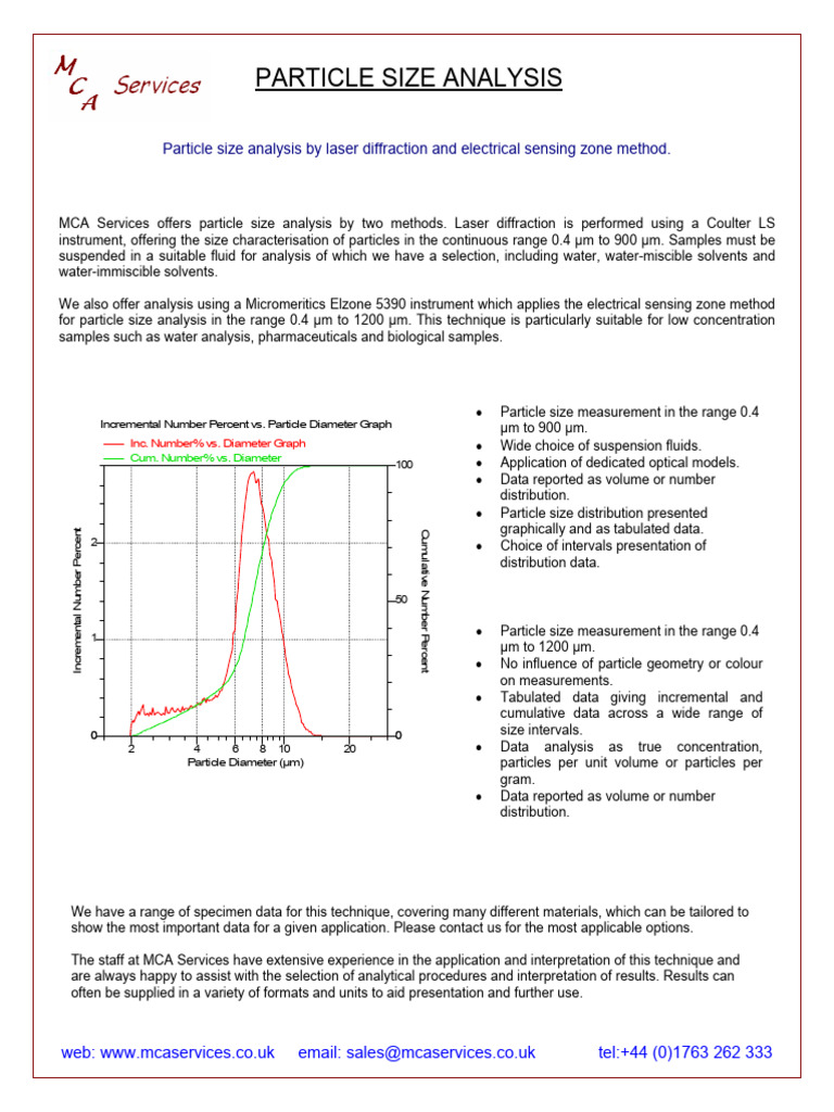 Particle Size Analysis Information Sheet | PDF