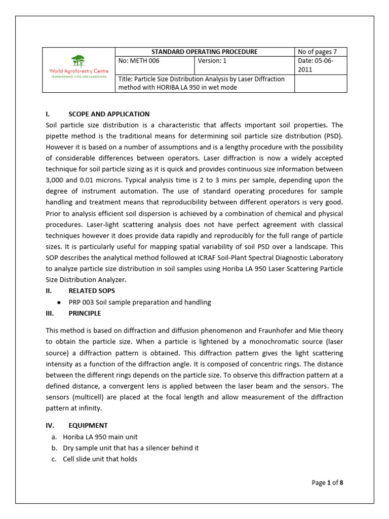 Particle Size Distribution By Laser Diffraction 221111 Pdf