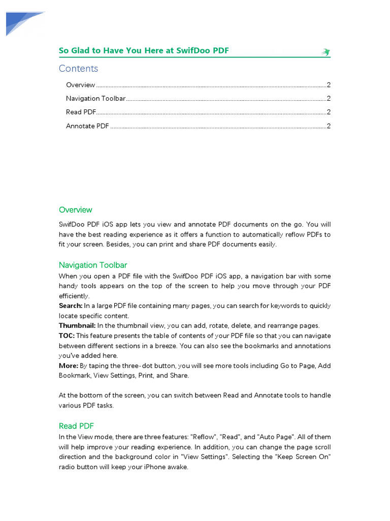 SwifDoo PDF For iOS User Guide | PDF