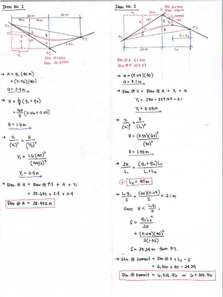 Answer Key (Vertical Curves) | PDF
