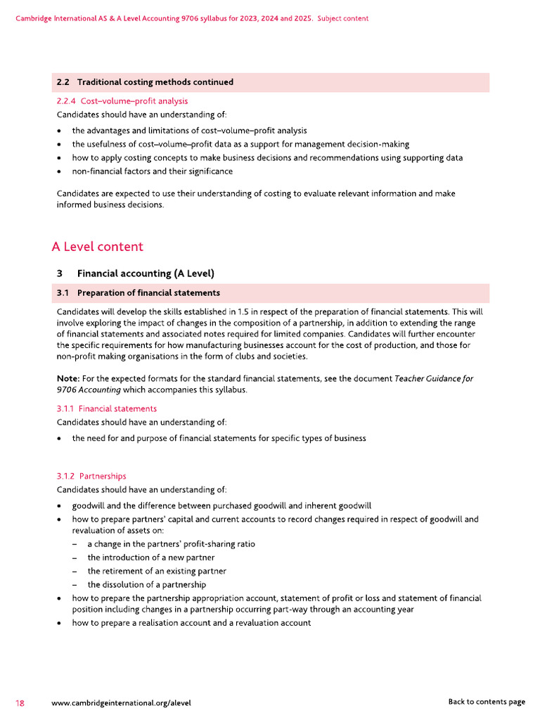 Accounting A Level Syllabus | PDF