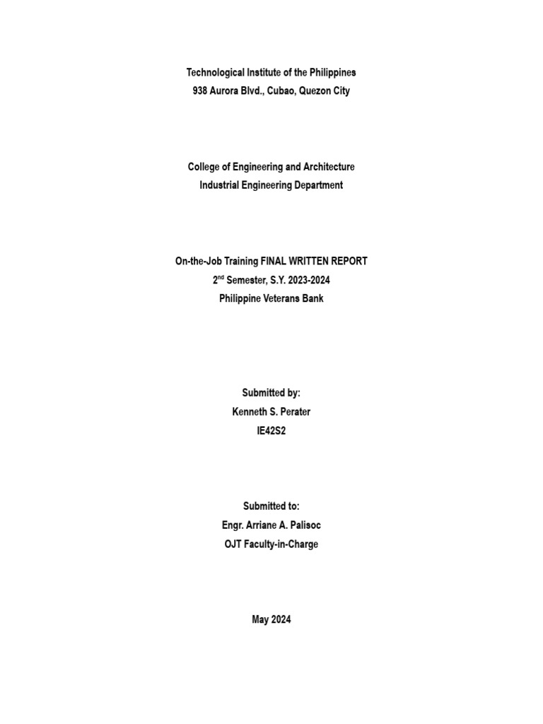Perater - OJT - Final Written Report | PDF