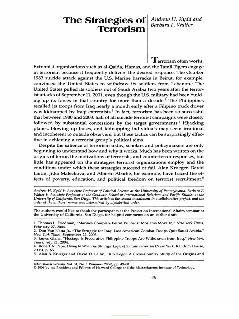 Understanding Terrorism Strategies | PDF | Suicide Attack | Social Science