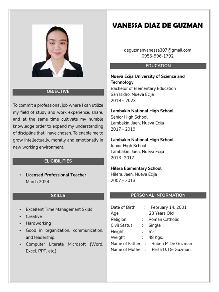 CV - Vanessa D. de Guzman (1) | PDF