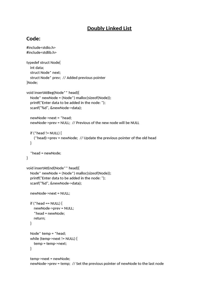 Doubly Linked List | PDF Doubly Linked List | PDF