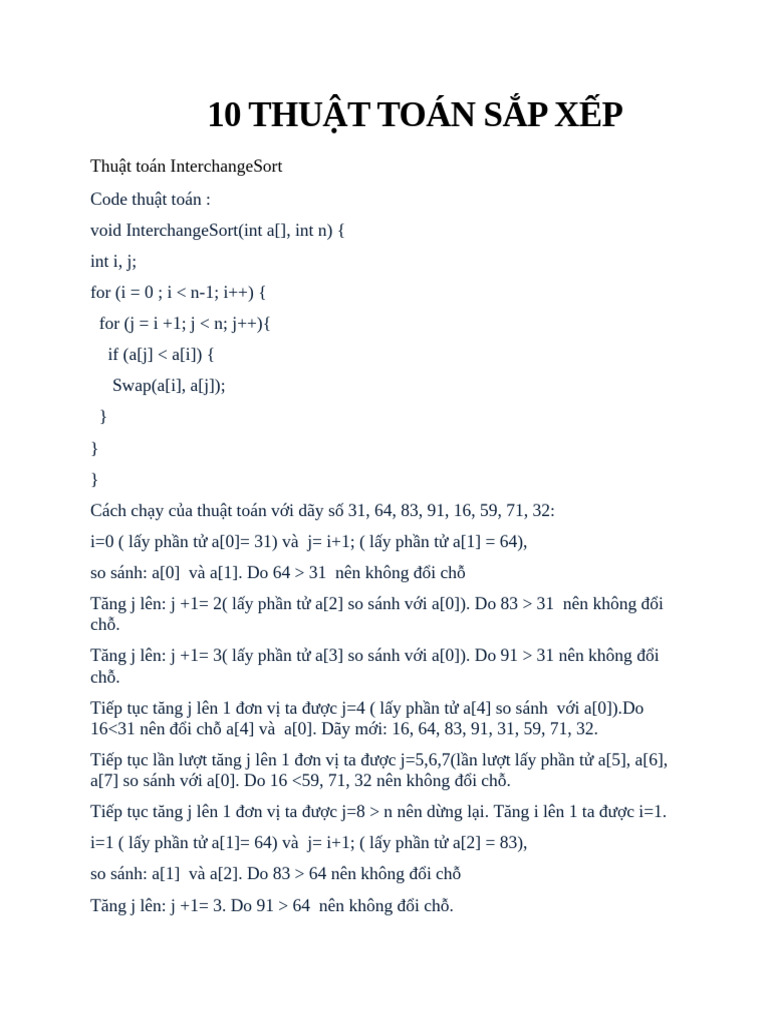 10 Thuat Toan Sap Xep 2 | PDF