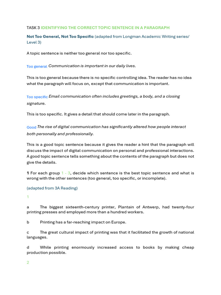 Unit 1 Paragraph Structure b | PDF