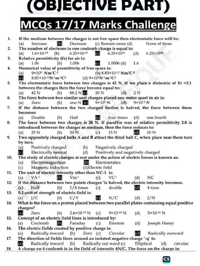Physics 2nd Year Mcqs | PDF Physics 2nd Year Mcqs | PDF