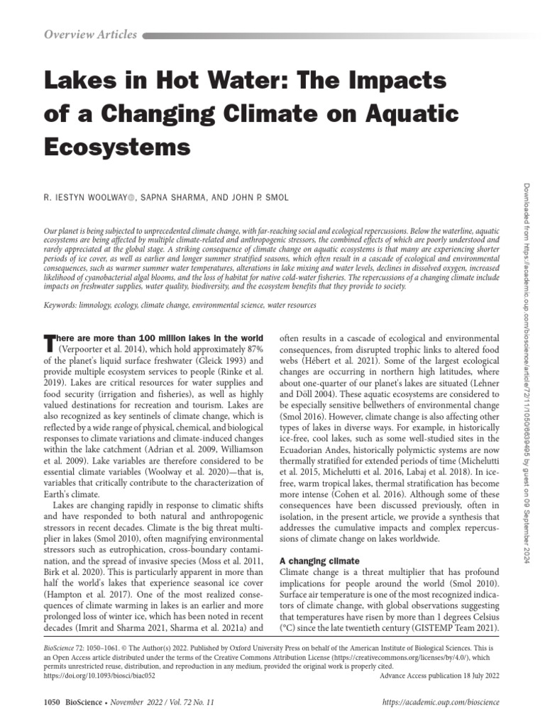 Lakes in Hot Water The Impacts of A Changing Climate On Aquatic ...