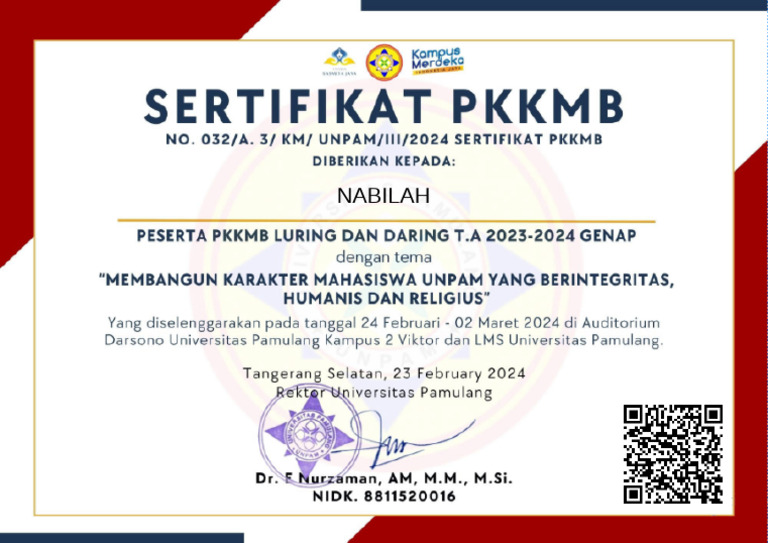 Sertifikat PKKMB | PDF