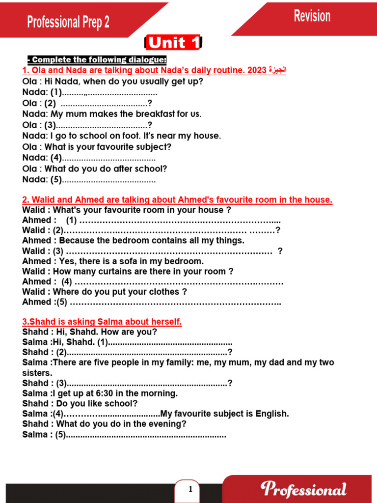 Prep 2 Revision | PDF