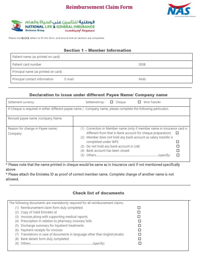 NAS Claim Form | PDF