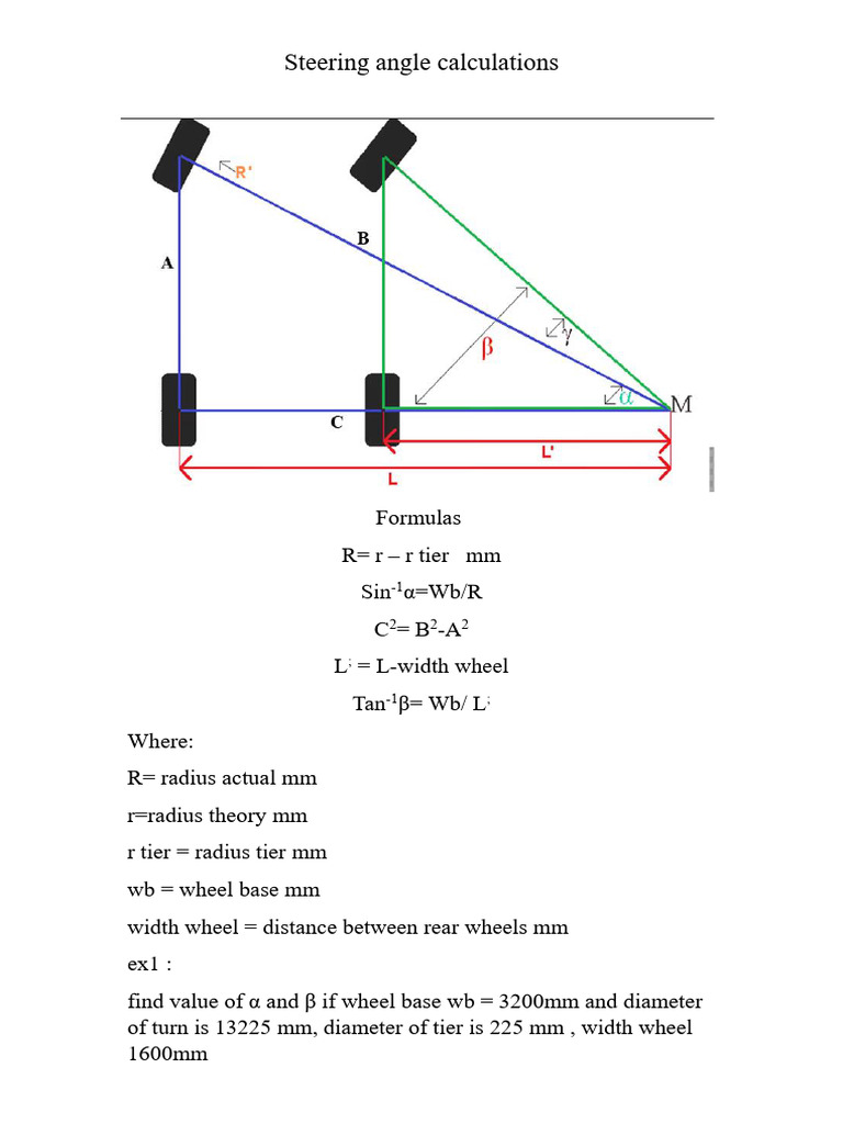 Steering Angle Formulas | PDF