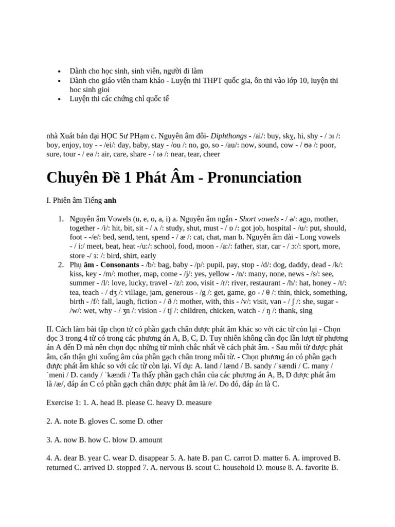 25 chuyen de tieng anh | PDF