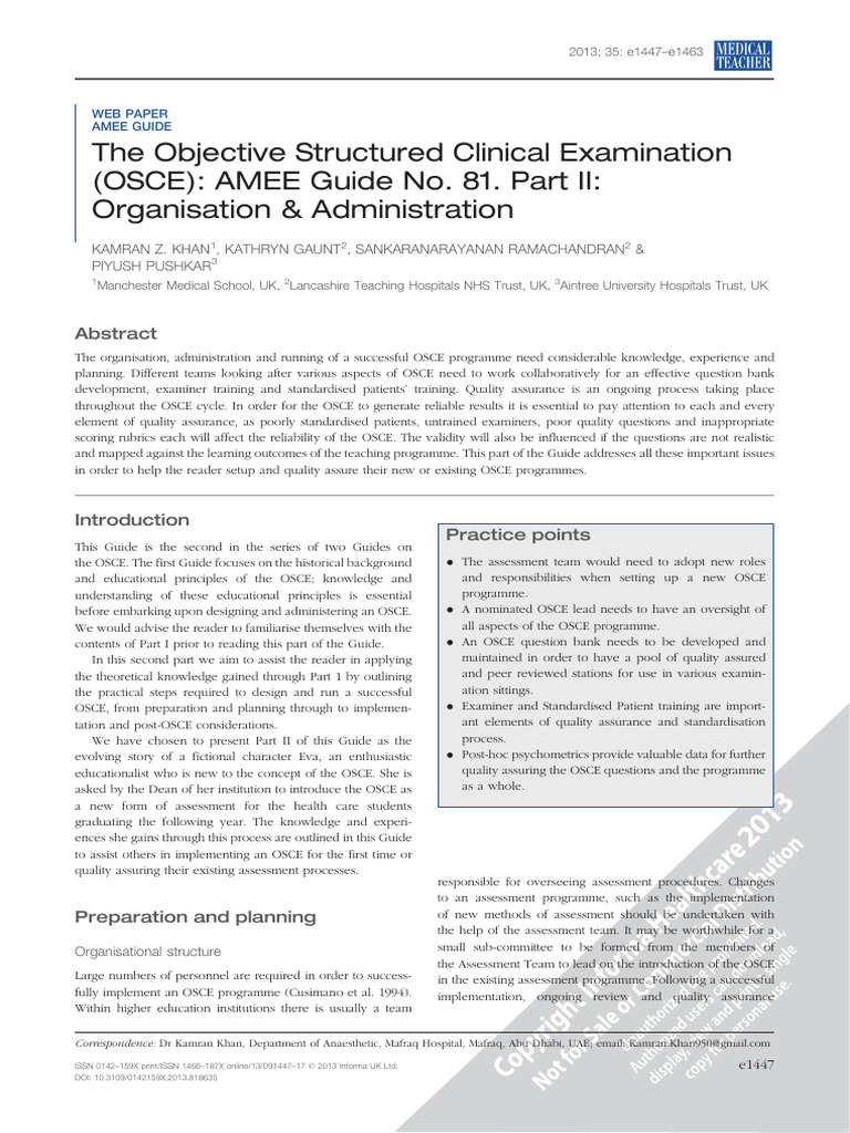 AMEE Guide 81 Part II OSCE | PDF