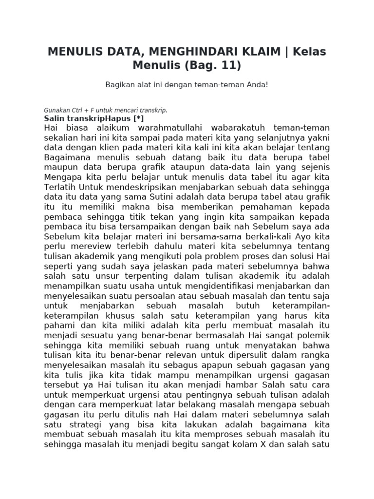 Menulis Data dan Menghindari Klaim | PDF