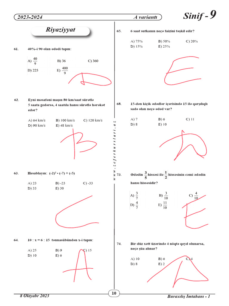 1 Riyaz AZE Sinif 9 BR - 8 Oktyabr - Layout 1-1 | PDF