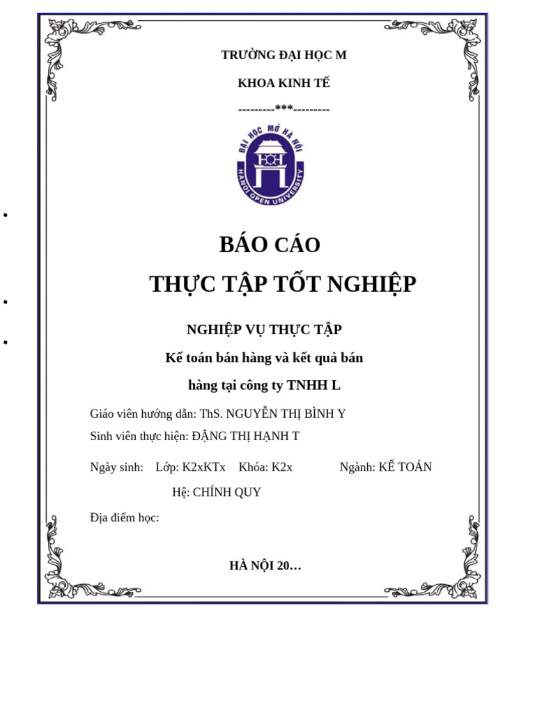 Mau Bao Cao Thuc Tap So 1 | PDF