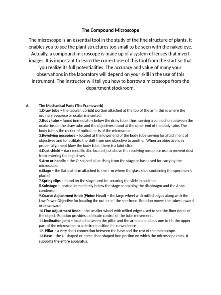 The Compound Microscope 1 | PDF