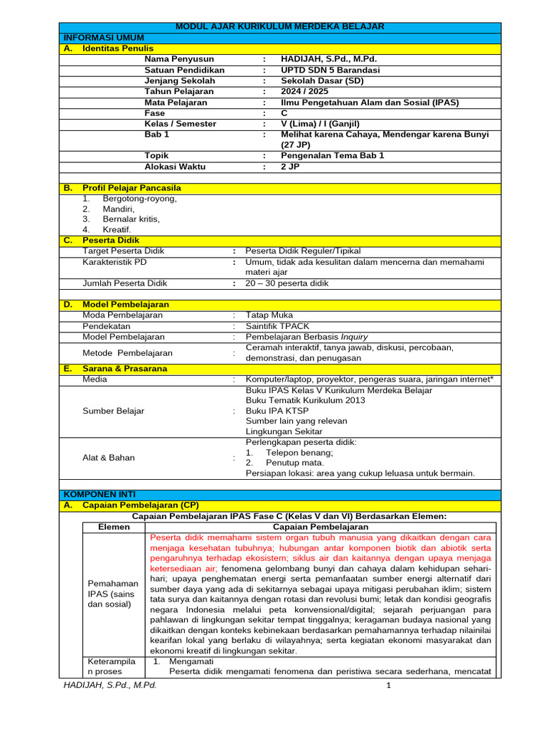 Modul Ipas KLS V SMS 1 | PDF