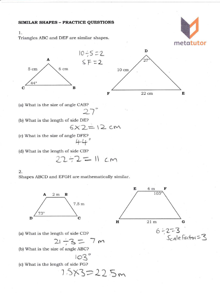 Similar Shapes Solutions | PDF