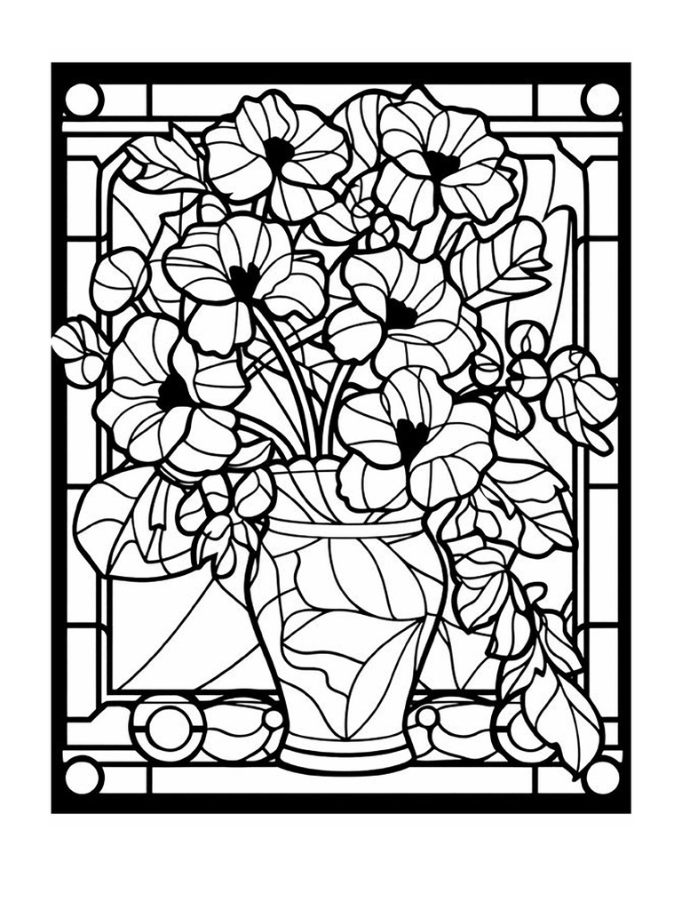 Coloring Flowers Stained Glass | PDF