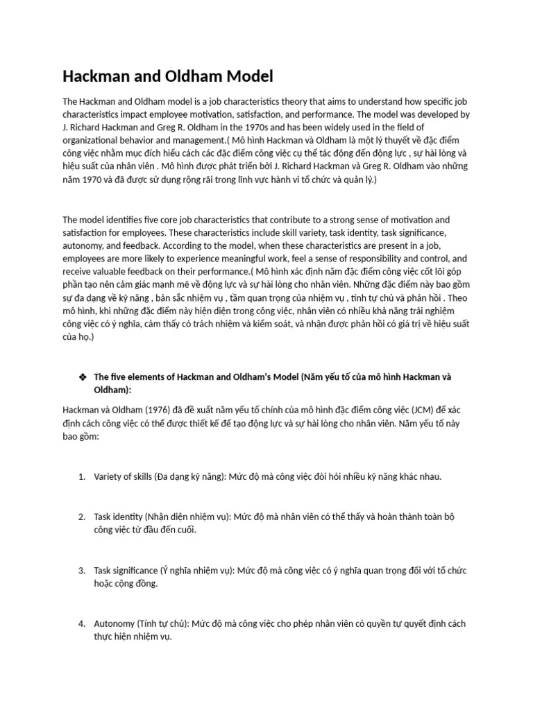 Hackman and Oldham Model | PDF