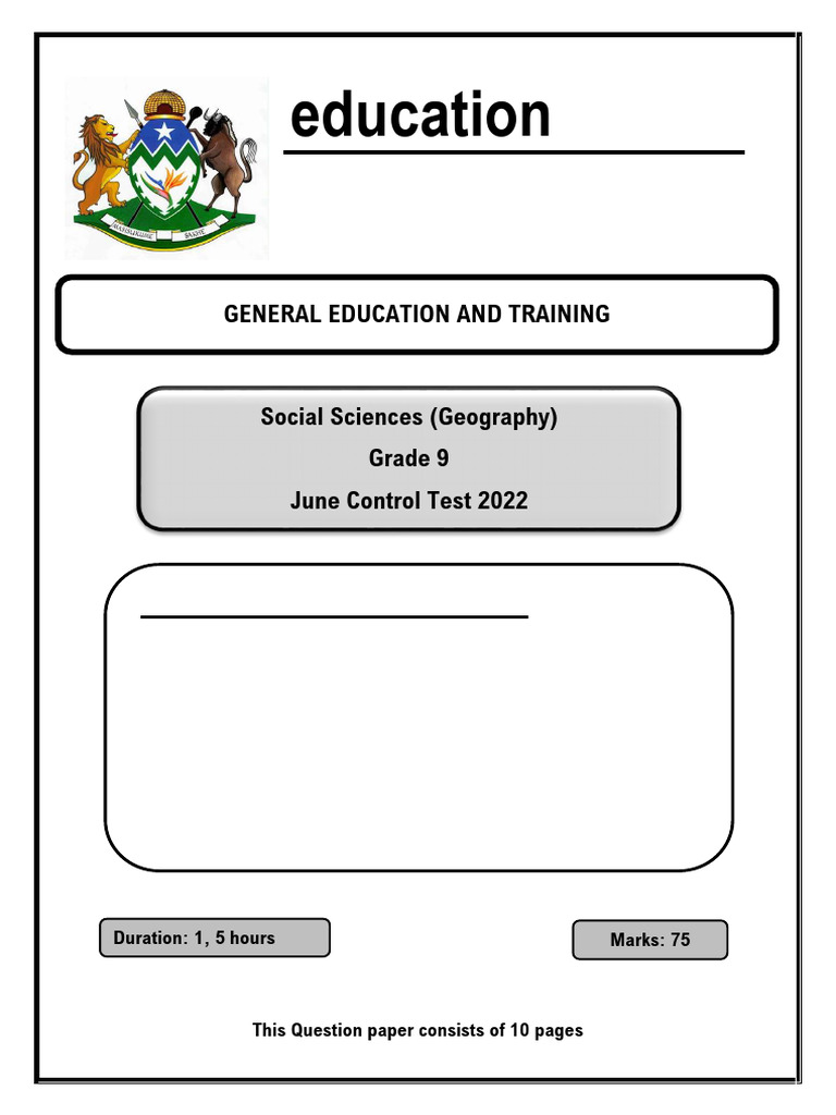 Grade 9 Geography Paper Final | PDF