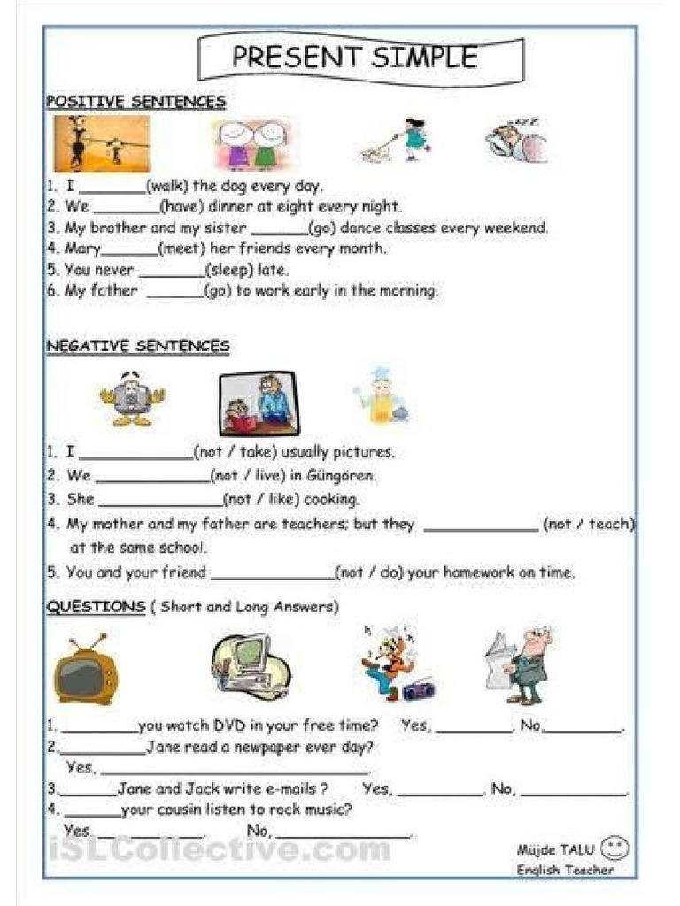 Exercice Anglais Présent Simple | PDF