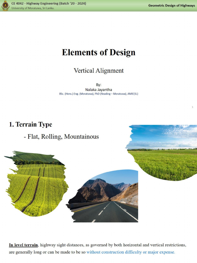Week 08 - Geometric Design (Vertical Alignment) - NJ | PDF