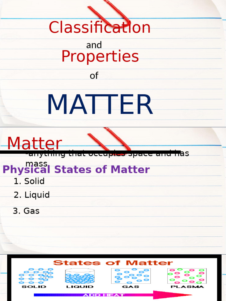 Classification and Properties of Matter | PDF | Chemical Substances ...