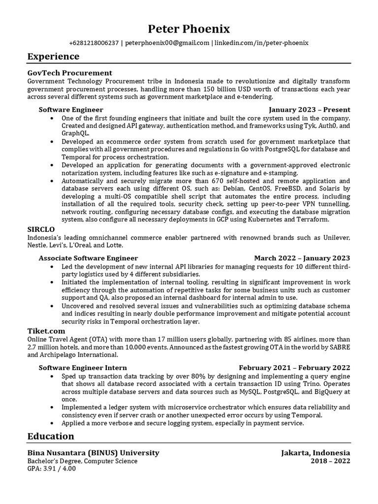 Peter Phoenix Resume | PDF