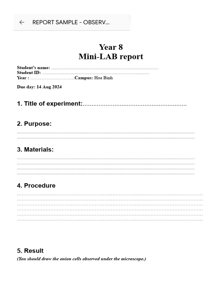 Report Sample - Observing Cells | PDF