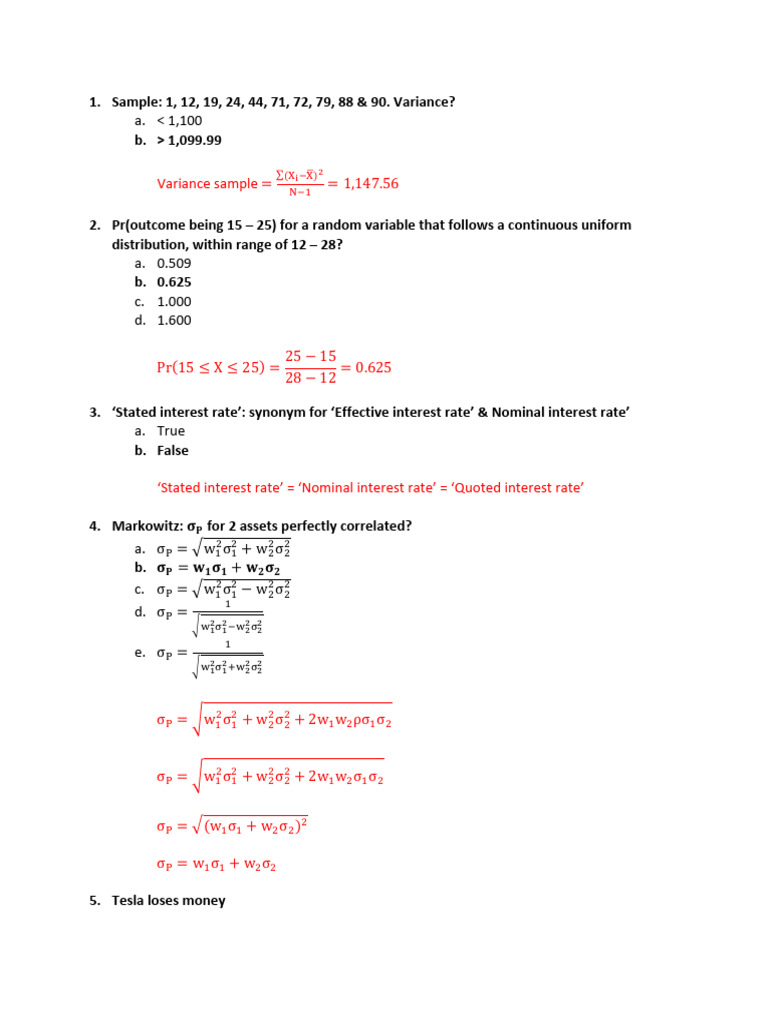 Quant Exercices 200924 Solutions | PDF