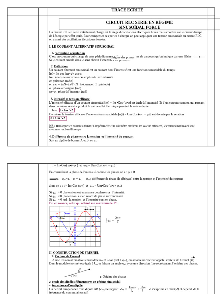15 COURS Circuit RLC | PDF | Resonance | Motion (Physics)