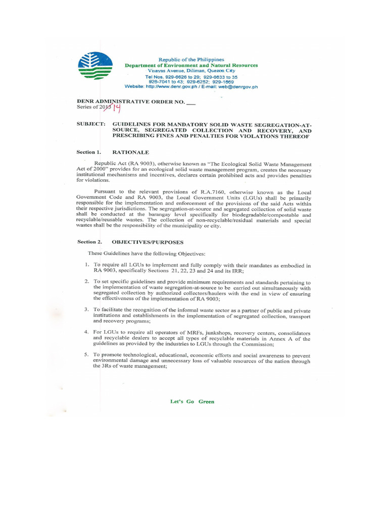 Draft Dao On Segregation at Source | PDF