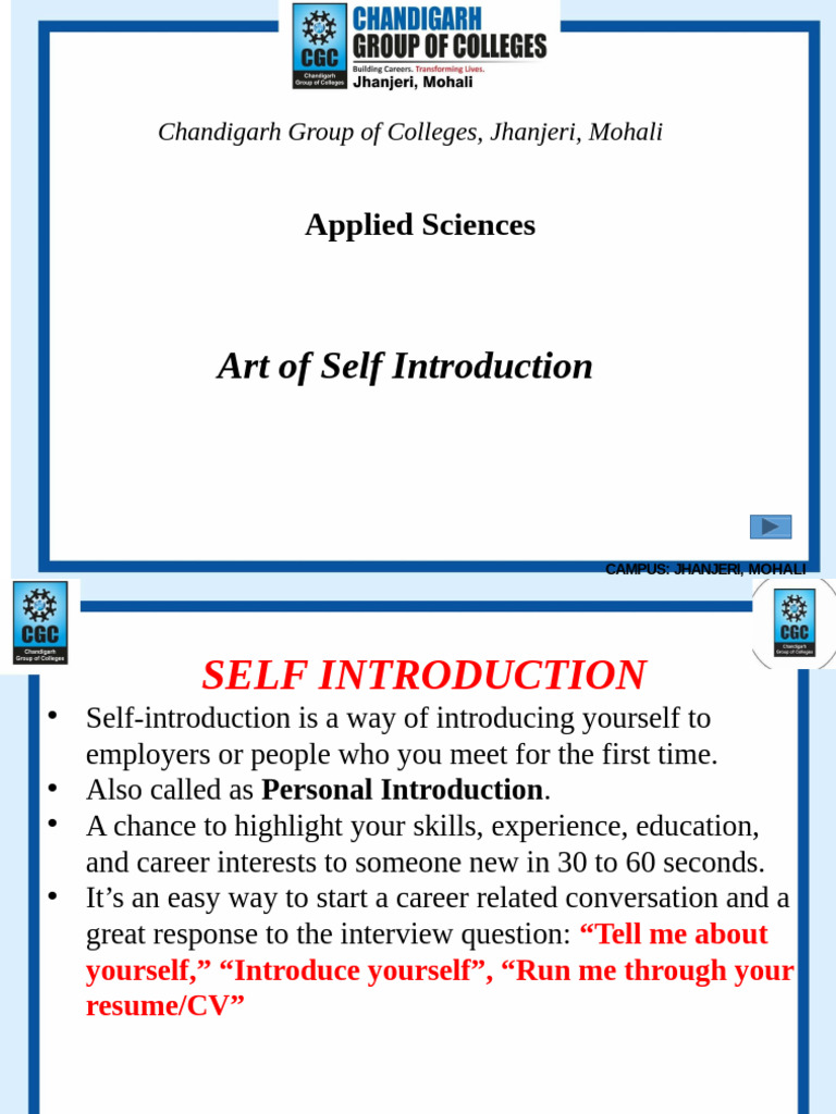 Self Introduction CGC | PDF