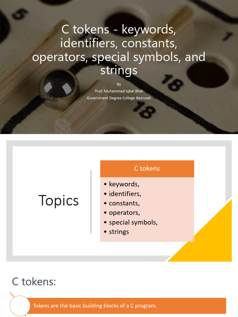8.0 C Tokens - Keywords, Identifiers, Constants | PDF