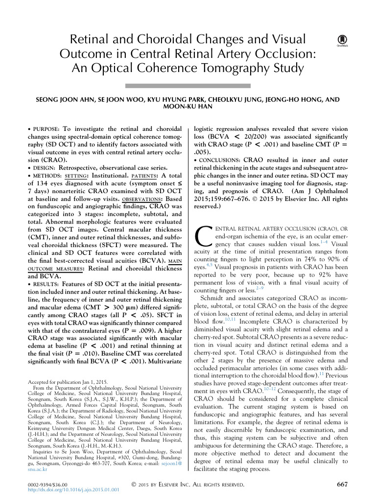 Ahn Et Al. - 2015 - Retinal and Choroidal Changes and Visual Outcome in Central Retinal Artery ...
