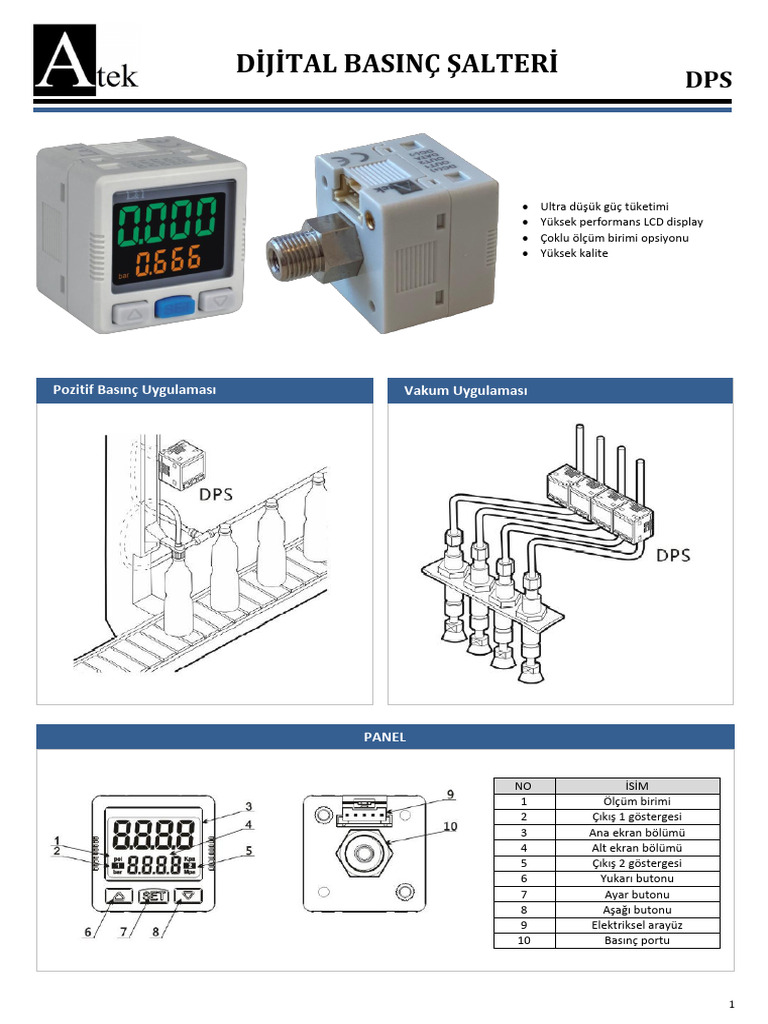 Digital Pressure Switch Specifications | PDF | Electronic Engineering ...