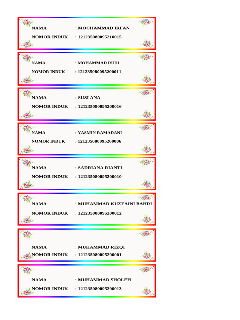 Cover Nama Rapot | PDF