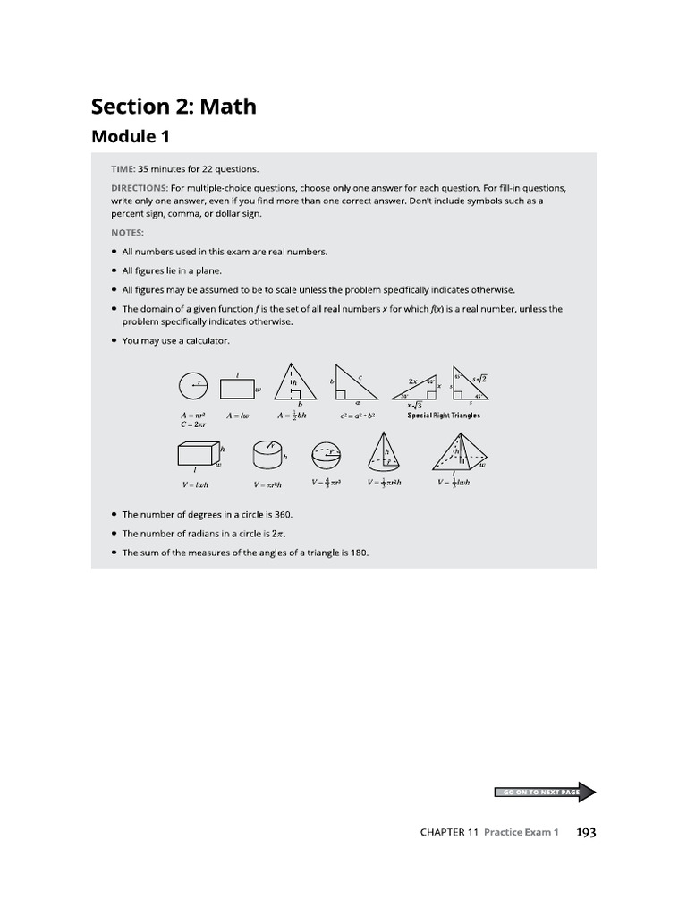 SAT Test 1 - Math | PDF